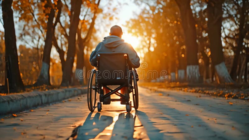 A Person with Disabilities in a Wheelchair Navigating a Path, a Person ...