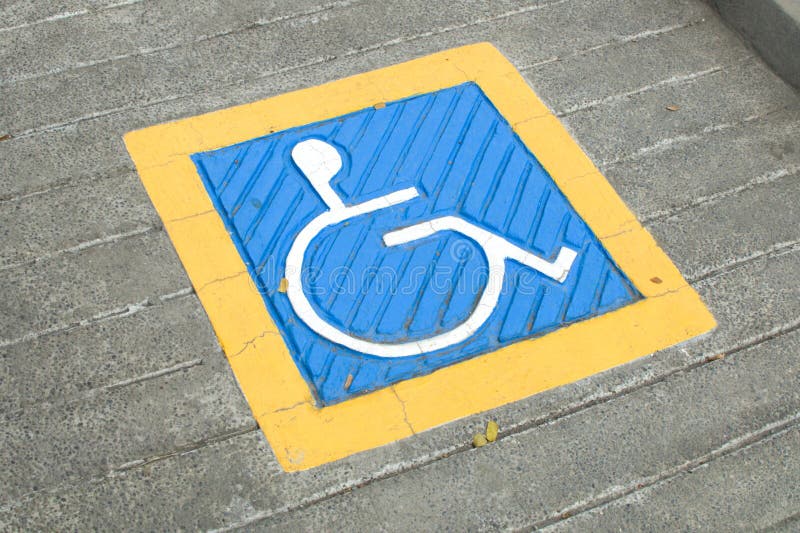 A Person with Disability Road Sign Stock Photo - Image of blue, message ...