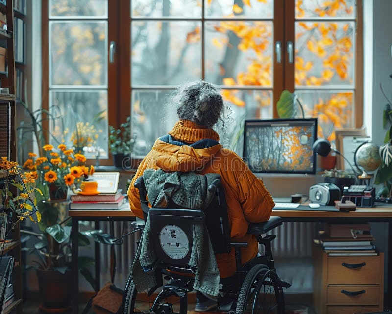 A Person with a Disability Working at a Desk Inclusive Workplace Stock ...