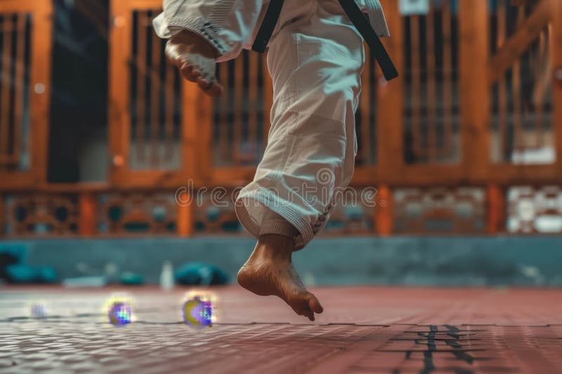 A Person Displaying Karate Moves with Precision and Skill in a Gym ... A Person Displaying Karate Moves with Precision and Skill in a Gym ...