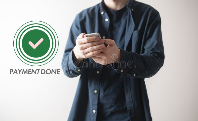 A Person Doing the Electronic Online Payment Using the Phone Stock ...