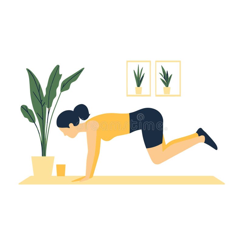 Person Doing Push-ups at Home Minimal Vector Stock Illustration ...
