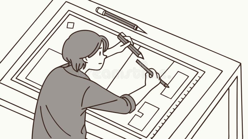 Person Drafting Technical Drawings Design Precision, Vector Design ...