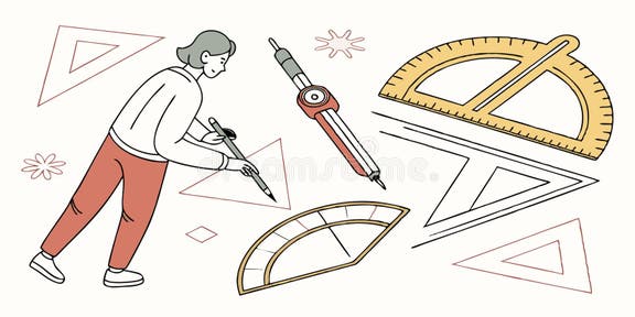 Person with Drafting Tools, Precision Drawing and Technical Design ...