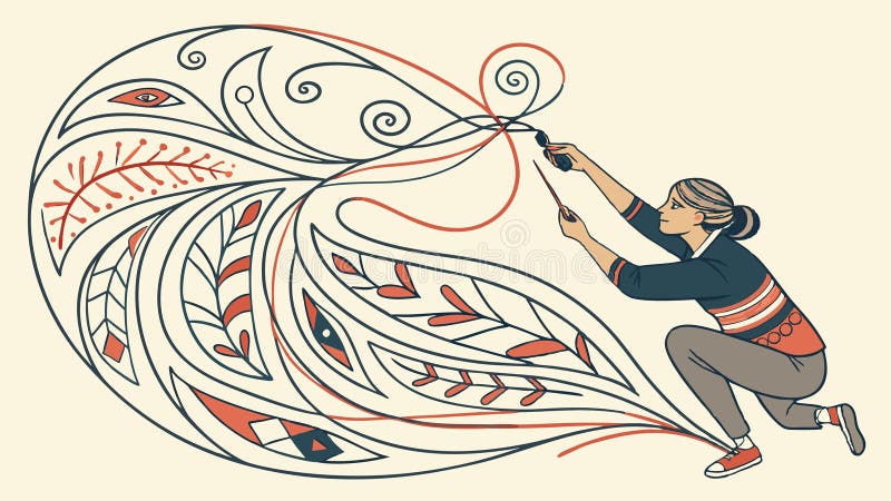 Person Drawing Abstract Flowing Paisley Pattern Creativity Art Design ...