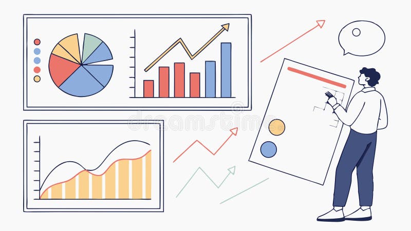 Person Drawing Charts on Board: Visualizing Data Presentation, Vector ...