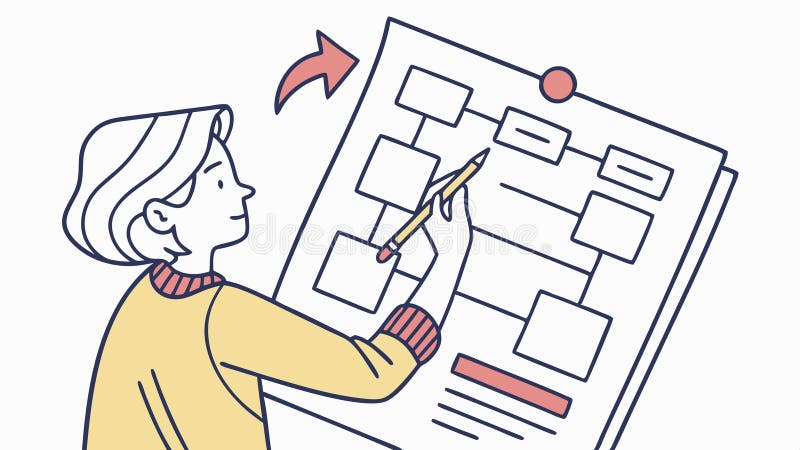 Person Drawing Flowchart Whiteboard Process Mapping, Vector Design ...