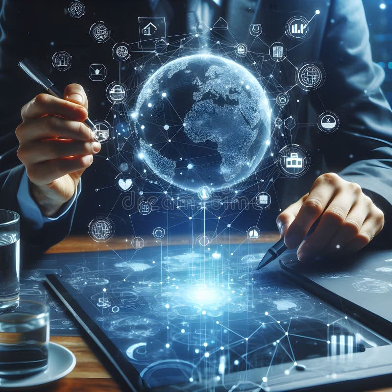 A Person Drawing Global Structure Networking and Business Data Stock Illustration - Illustration ...