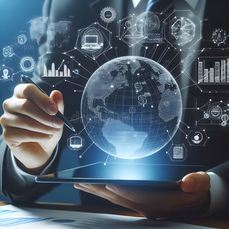 A Person Drawing Global Structure Networking and Business Data Stock ...