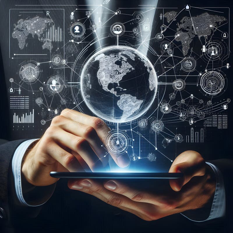 A Person Drawing Global Structure Networking and Business Data ...