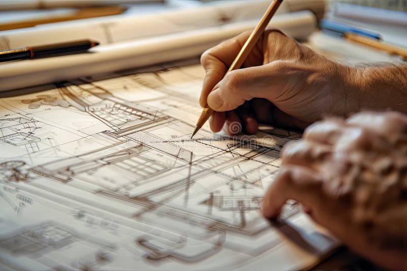 Person Drawing on Paper with Pencil Stock Illustration - Illustration ...