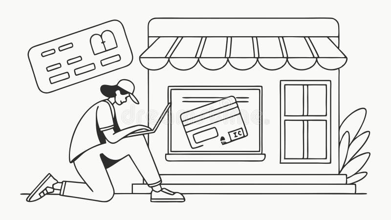 Person Drawing Storefront or Architectural Plans, Vector Design ...