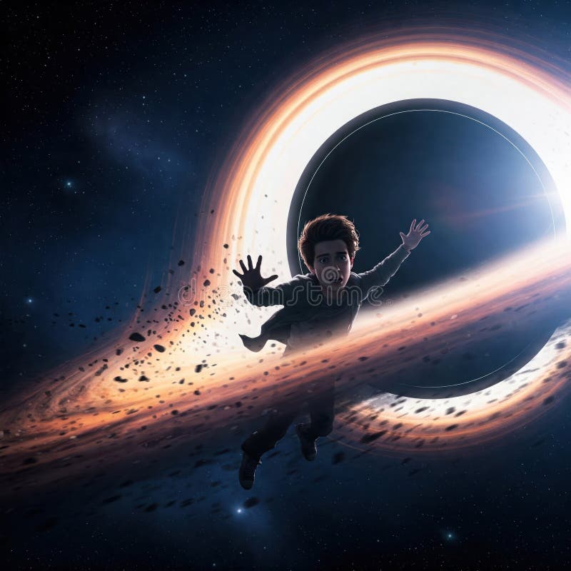 A Person is Drawn into a Black Hole. Stock Image - Image of planet ...