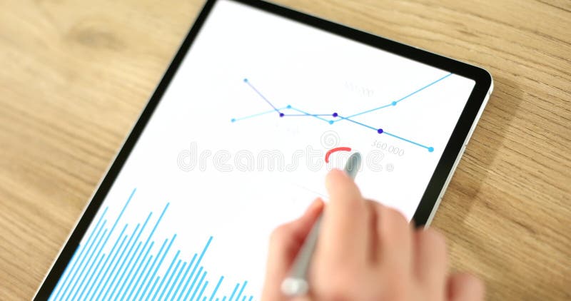 Analyst Draws Question Mark on Tablet with Financial Charts Stock Video ...