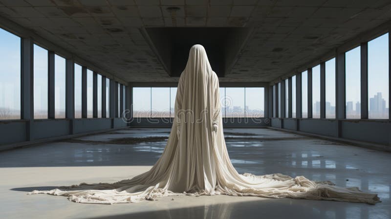 A Person Dressed As a Ghost in a Building. Generative AI. Stock ...