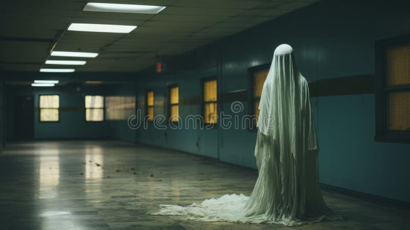 A Person Dressed As a Ghost in a Building. Generative AI. Stock ...