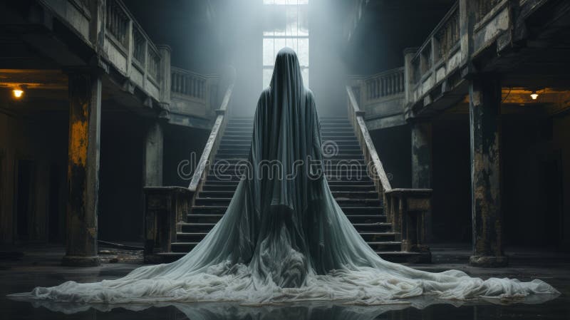 A Person Dressed As a Ghost in a Building. Generative AI. Stock ...