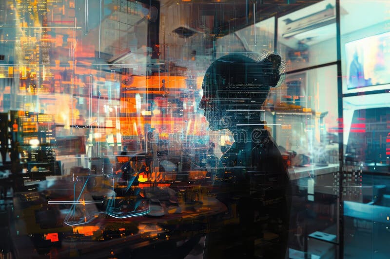 A Person, Dressed in a Red Jacket, Stands in Front of a Large Window ...