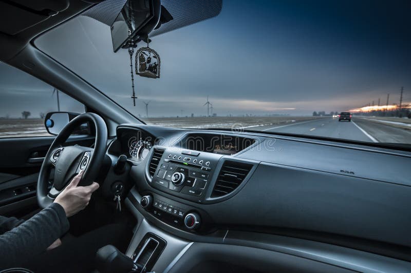Person Driving Car with Road Ahead with Wider View Stock Image - Image ...