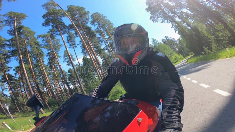 A Person is Driving a Motorcycle in a Front View Stock Footage - Video ...