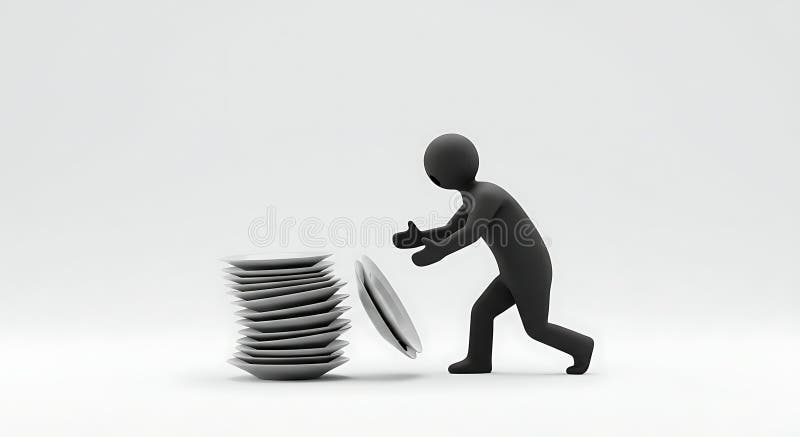AI-Generated 3D Rendering: Stack of Plates Stock Illustration ...