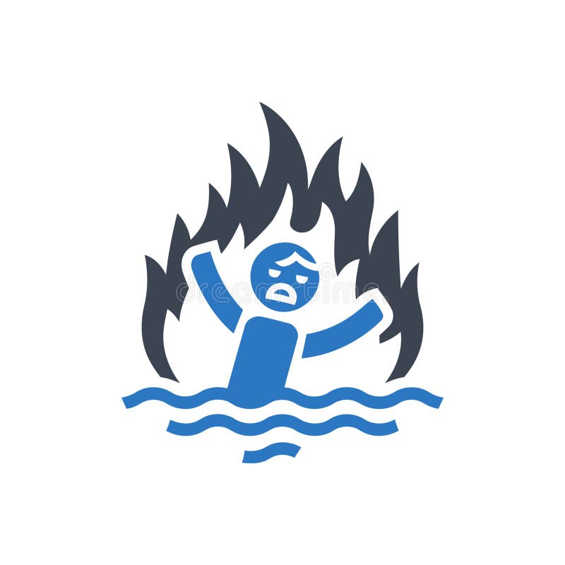 Person Drowning Icon stock illustration. Illustration of rescue - 373152181