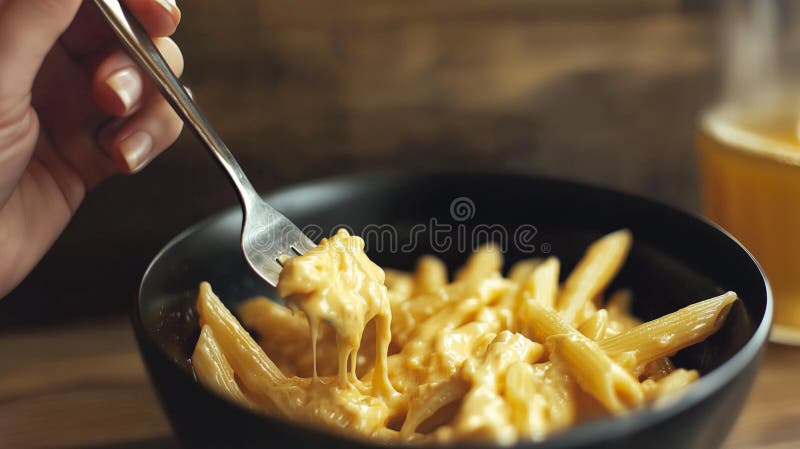 A Person is Eating Pasta with a Fork. Generative AI Stock Illustration ...