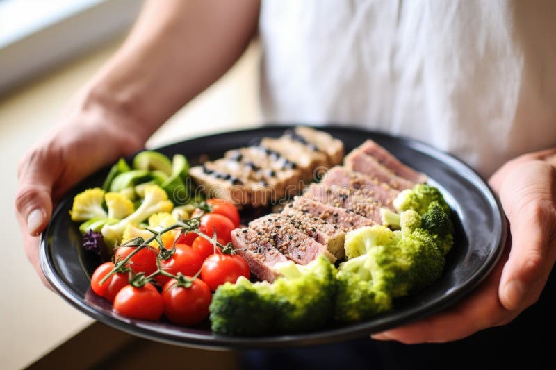 A Person Eating Sesame Tuna Steaks Stock Photo - Image of food ...