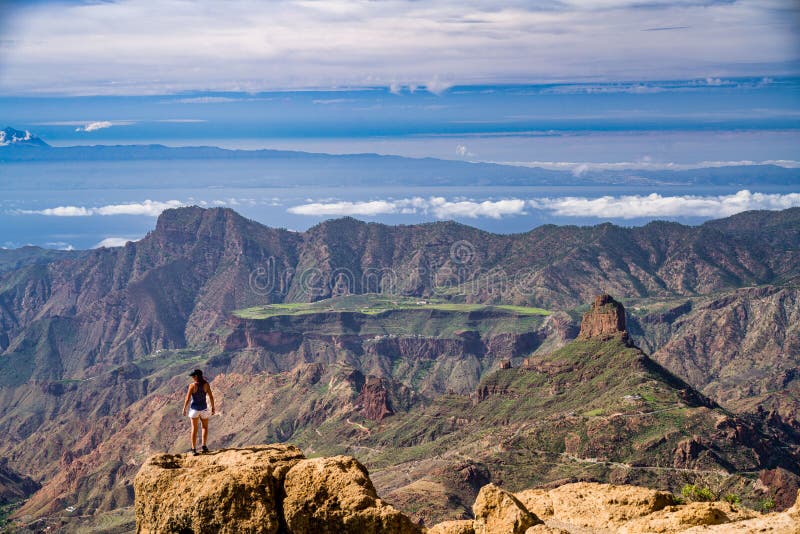 Person on the Edge of a Cliff in Gran Canary, Spain Stock Photo - Image ...