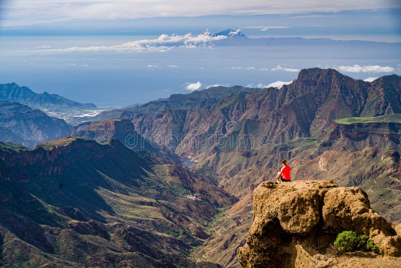Person on the Edge of a Cliff in Gran Canary, Spain Editorial Image ...
