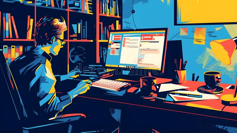 Person Efficiently Working on Computer, Typing Code, Programming ...