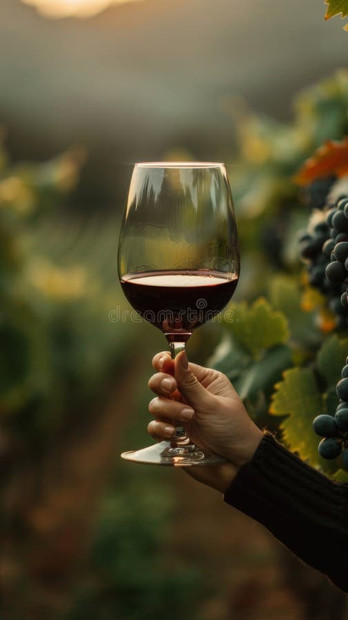 A Person Elegantly Holds a Glass of Red Wine in Their Hand Stock Image ...