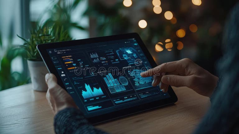 Person Engaged in Digital Activity while Using a Tablet Device in a ...