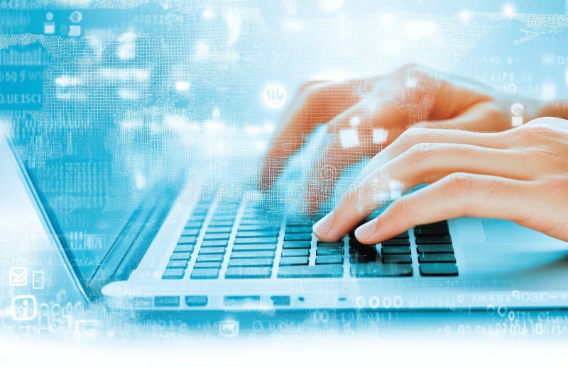 A Person is Engaged in Typing on a Laptop Computer, Where Digital ...