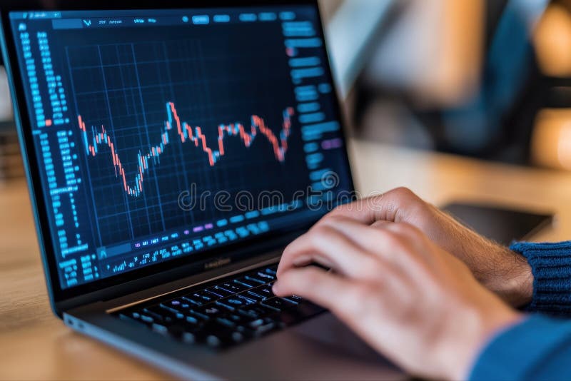 A Person Engaged in Work on a Laptop Computer with Focused Expression ...