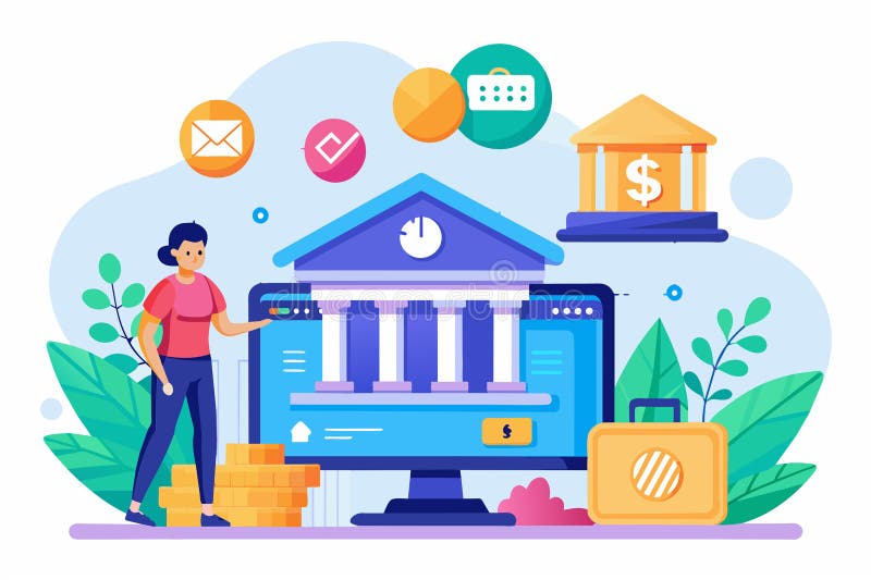 A Person Engages with an Online Banking Interface Featuring Financial ...