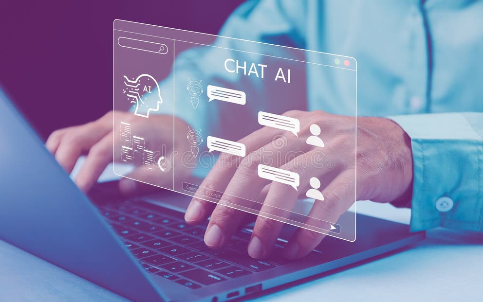Person Engaging with Advanced Chat AI Technology on Laptop, Showcasing ...