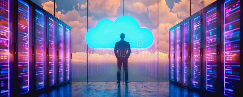 Person Engaging with Advanced Digital Cloud Interface in High-tech ...