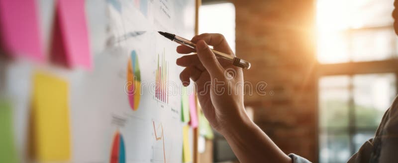 The Person Engaging with a Chart on a Collaboration Wall in the ...