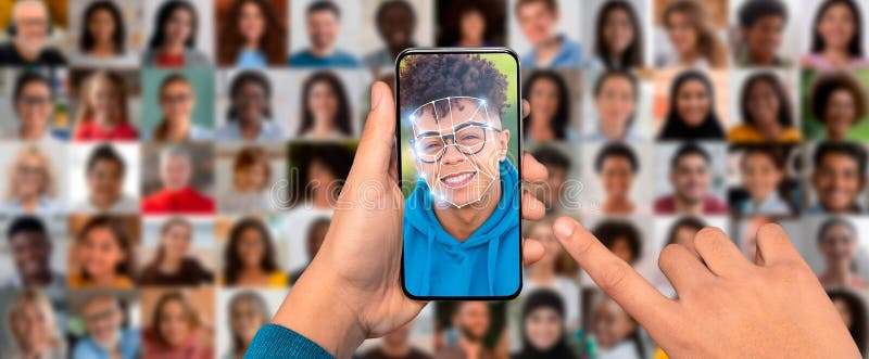 A Person is Engaging with a Smartphone Displaying a Face Scanning ...