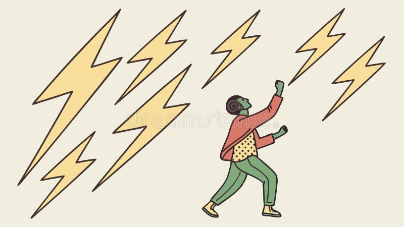 Person Evading Lightning Bolts, Symbolizing Agility Quick Action ...