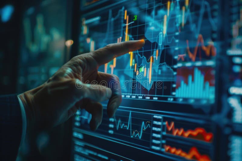 A Person Examining Data on a Computer Screen with Graphical Displays ...