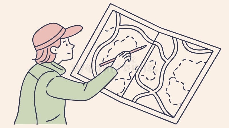 Person Examining Map for Navigation and Exploration, Vector Design ...