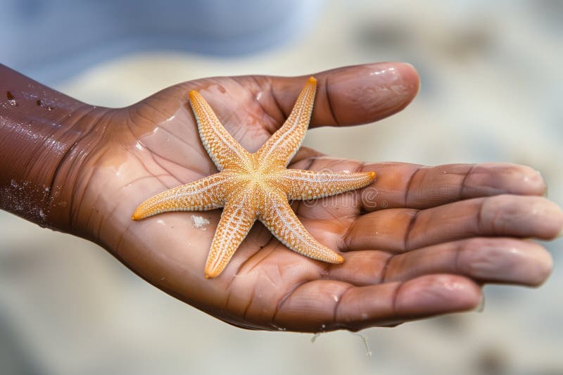 Person Examining a Starfish on Their Palm Stock Image - Image of ...