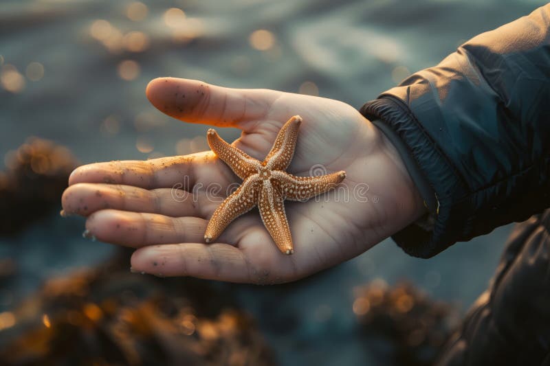 Person Examining a Starfish on Their Palm Stock Image - Image of life ...