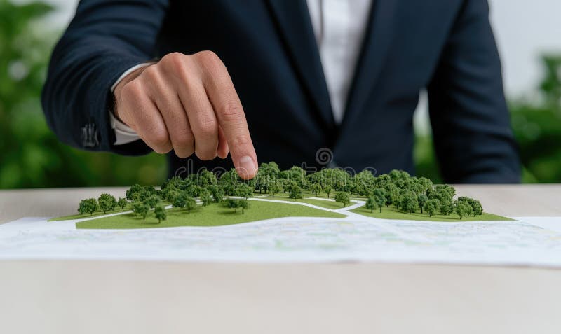 A Person Examining a Sustainable Landscape Model with Focus Stock ...