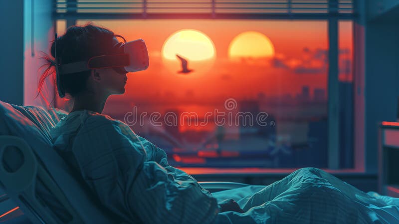 A Person Experiences Virtual Reality for Therapy while Relaxing in a ...