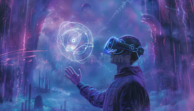Person Experiences Virtual Reality in a Vibrant, Cosmic Environment ...