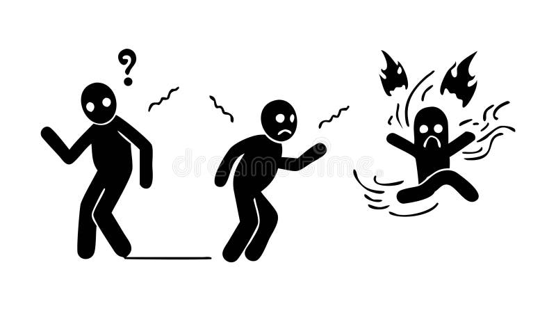 Person Experiencing Stress, Fear, and Confusion, Vector Design ...