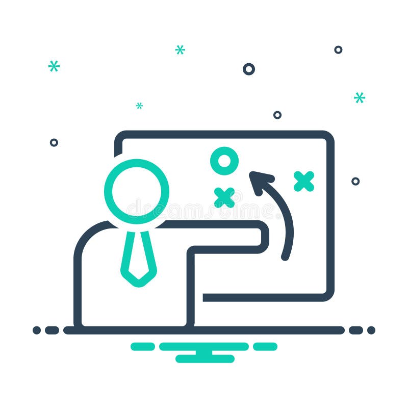 Mix Icon For Person Explaining, Strategy On Aboard With A Sketch And ...